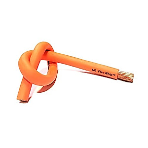 Battery Cable Pure Copper Orange Flex Whip Power Wire 1/0 or 2/0 Gauge AWG (2/0 Flex Whip(450A) 50 FT)