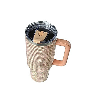 Sip+Sea Grenada 40oz Rhinestone-Encrusted Insulated Tumbler - Premium Bling Stainless Steel Water Bottle with Handle, Double Wall Vacuum Technology, Includes Leakproof Lid and Straw