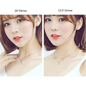 Sterling Silver Necklace with Double Mermaid Tail Pendants for Women Men Delicate Personalized Polished Fish Whale Tail Pendant Dangling 18" Chain Fashion Jewelry