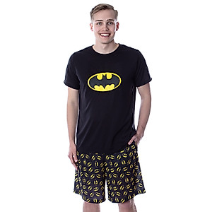 DC Comics Mens' Batman Logo Short Sleeve Shirt Pajama Short Set (XX-Large) Black
