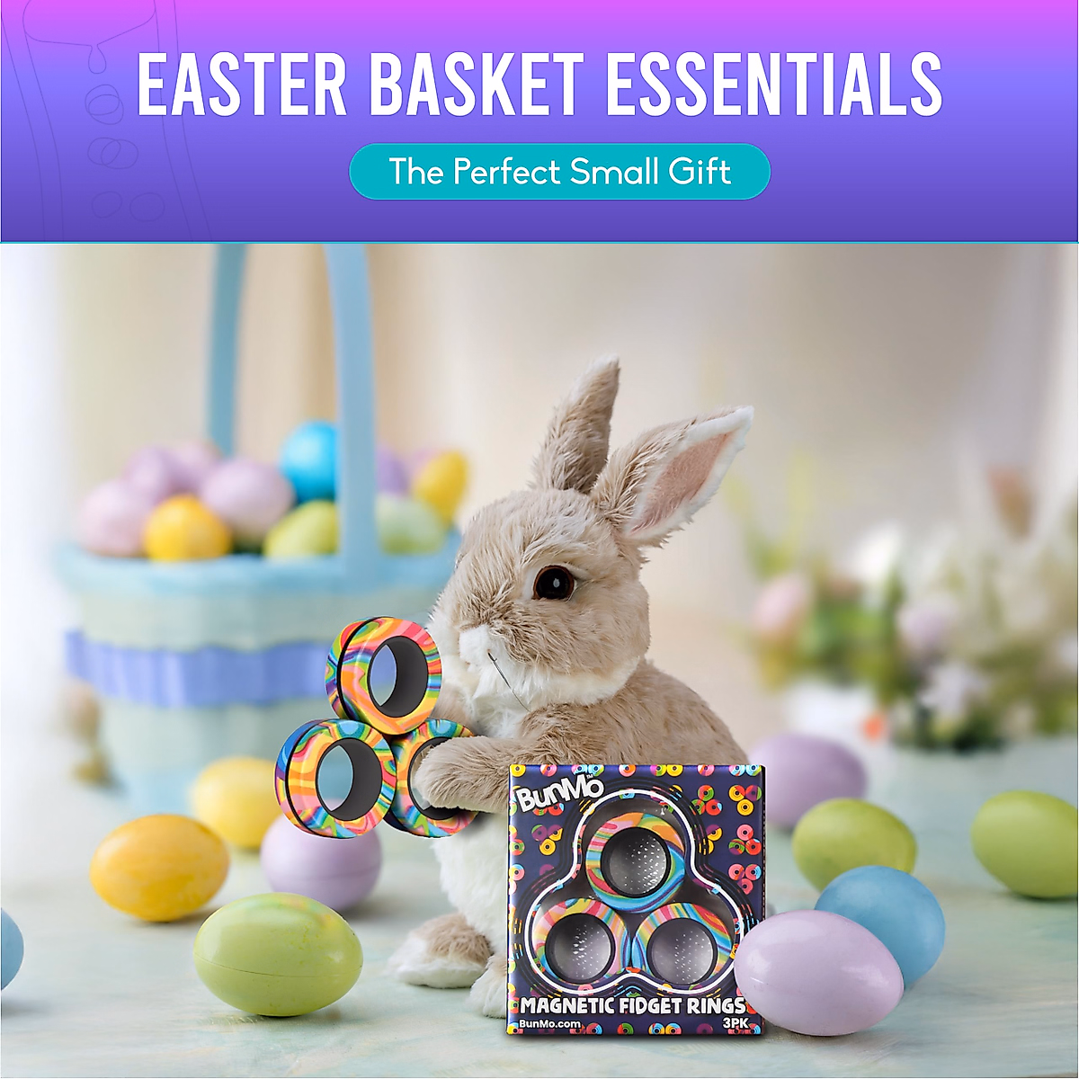 BUNMO Easter Basket Stuffers for Teens - Magnetic Rings - Fidget Toys Adults - Magnetic Fidget Rings - Easter Basket Stuffers - Fidget Toy for Boys & Girls - Great Teen Gift - Multicolor