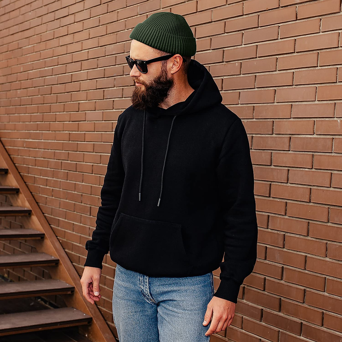 choshion 50% Wool Warm Cuffed Short Knit Fisherman Beanie for Men Women Winter Hats Trawler Skull Cap, Green