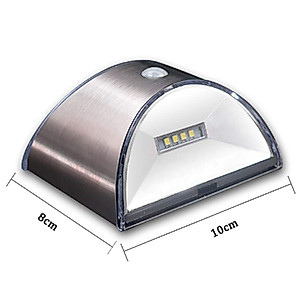 JF-XUAN Outdoor Light Outdoor Lighting Solar Powered 4 LED PIR Motion Sensor Stainless Steel Wall Light for Outdoor Garden Home