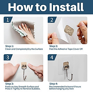 Antimbee 10-Pack Large Adhesive Hooks, Wreath Hangers, Heavy Duty Adhesive Hooks 37 lb(Max), Sticky Wall Hooks fit Home, Bathroom, Kitchen, Office and Outdoor (Transparent Gray)