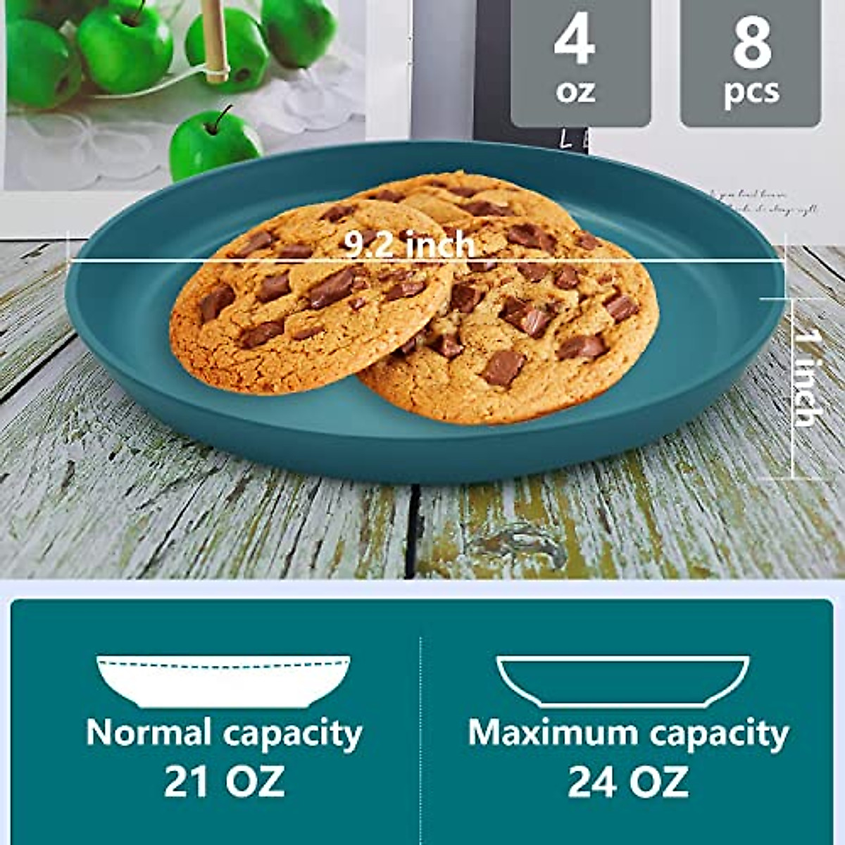 Homestockplus Dinner Plates Wheat Straw Fiber Plate Sets Unbreakable Environment Friendly Plates Microwave Save Dish Washer Safe For Salad Pasta Safe [Set of 8]