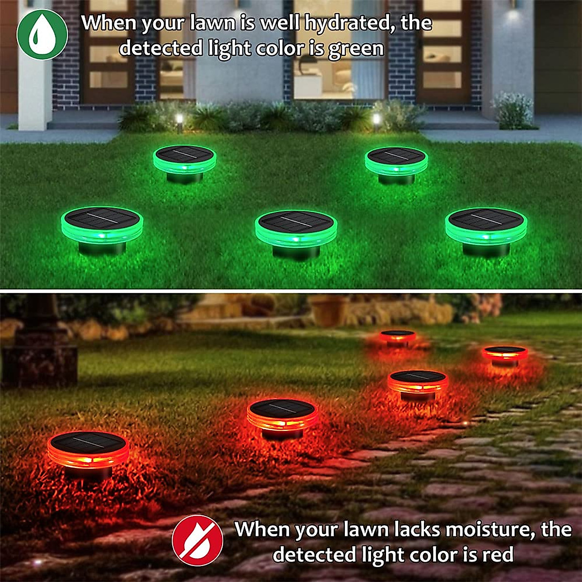 TIJNN Solar Humidity Test Lights -6 Pack, Soil Moisture Monitoring, Automatic Switch IP65 Waterproof Sealing Structure, Suitable for Garden Landscape Decoration Buried Path Lights