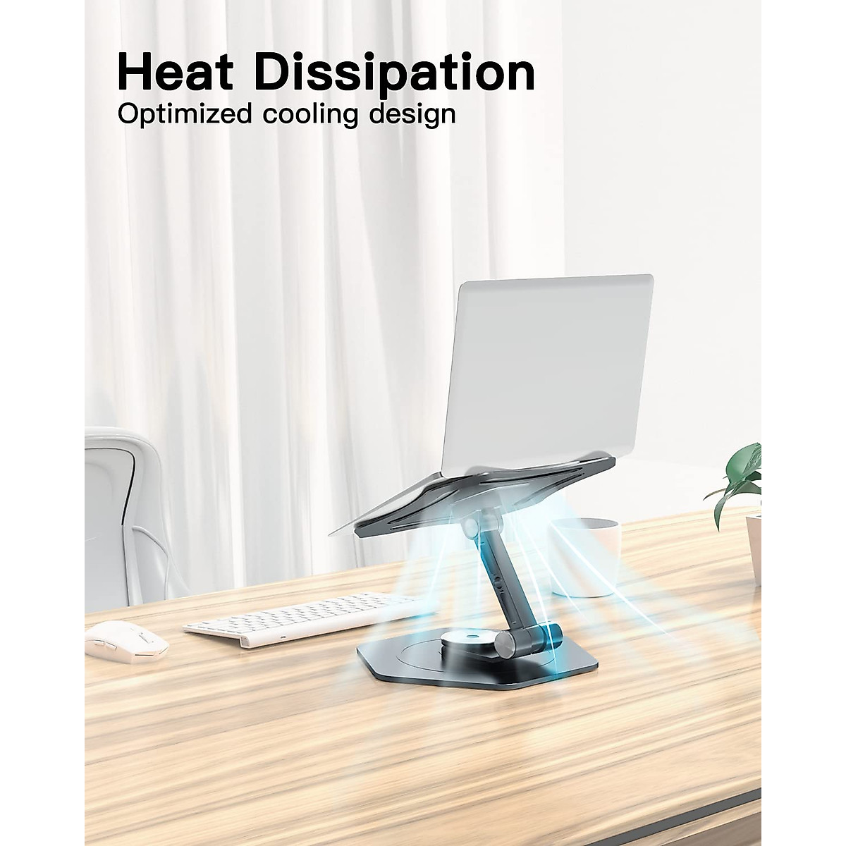 SOJUNER Swivel Adjustable Laptop Stand, 360° Rotating of Aluminum Laptop Stand for Desk, Laptop Riser with Mechanical Sound, Laptop Computer Stand Compatible with 10-16 inch Laptop, Gray