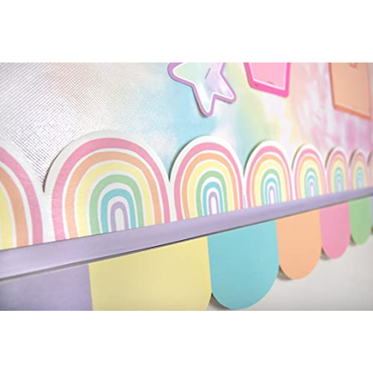 Teacher Created Resources Pastel Pop Rainbows Die-Cut Rolled Border Trim - 50ft - Decorate Bulletin Boards, Walls, Desks, Windows, Doors, Lockers, Schools, Classrooms, Homeschool & Offices