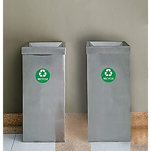Recycle Sticker Trash Bin Label - 4" x 4" - 5 PACK Organize Garbage Waste from Recycling - Great for Metal Aluminum Steel or Plastic Trash Cans - Indoor & Outdoor - Use at Home Kitchen & Office