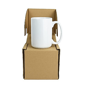 ARTONUSA 15 OZ Sublimation Coated Blank Mugs with Brown Mail Order Box, Case of 18 Pieces