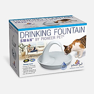 Pioneer Pet Swan Pet Drinking Fountain for Cats and Dogs - 80oz Capacity, Great for Multiple Pets – Great for Pets Who Love the Faucet - Bubbler and Bowl Dispenser Design Keeps Water Moving