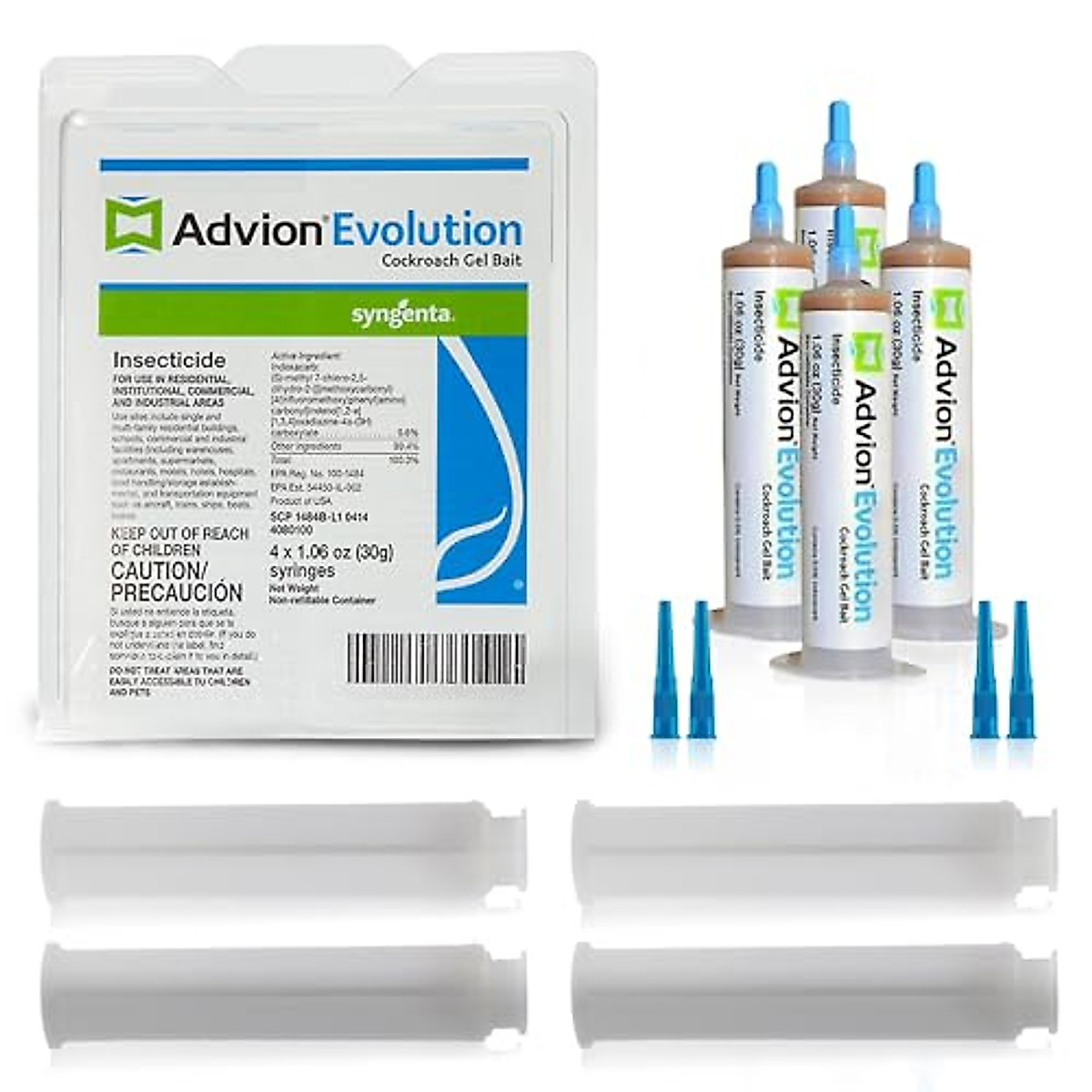 Evolution Cockroach Gel with Two Premium Rubber Tipped Plungers - 4 Tubes of Bait, Prevent Roach Infestations