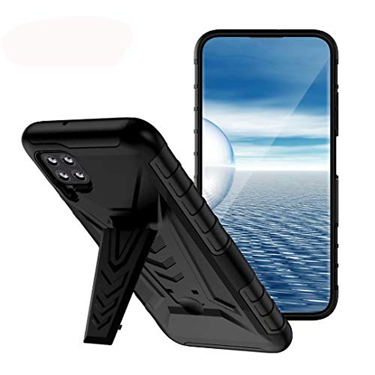 for Huawei P40 Lite (JNY-L21A JNY-LX1 JNY-L01A JNY-L02A), Case + Tempered Glass Sceeen Protector, Anti-Slip Shockproof Rugged Belt Clip Holster Heavy Duty Hybrid Tough Armor Case w/h Kickstand Stand