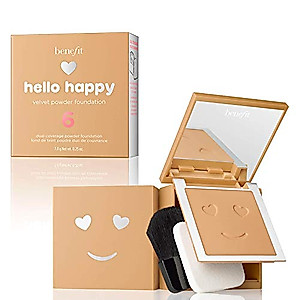 BENEFIT COSMETICS Hello Happy Velvet Powder Foundation Shade 6 Medium Warm