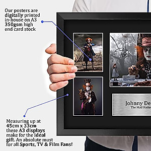 HWC Trading Johnny Depp Alice in Wonderland The Mad Hatter 16 x 12 inch (A3) Printed Gifts Signed Autograph Picture Display for Movie Memorabilia Fans - 16" x 12" Framed
