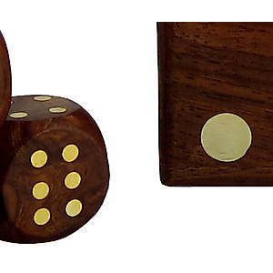 TOSQP27 Gift 5 Dice Box Set Classic Rolling Game Family Group Wooden Square Storage Case with Dice Handmade