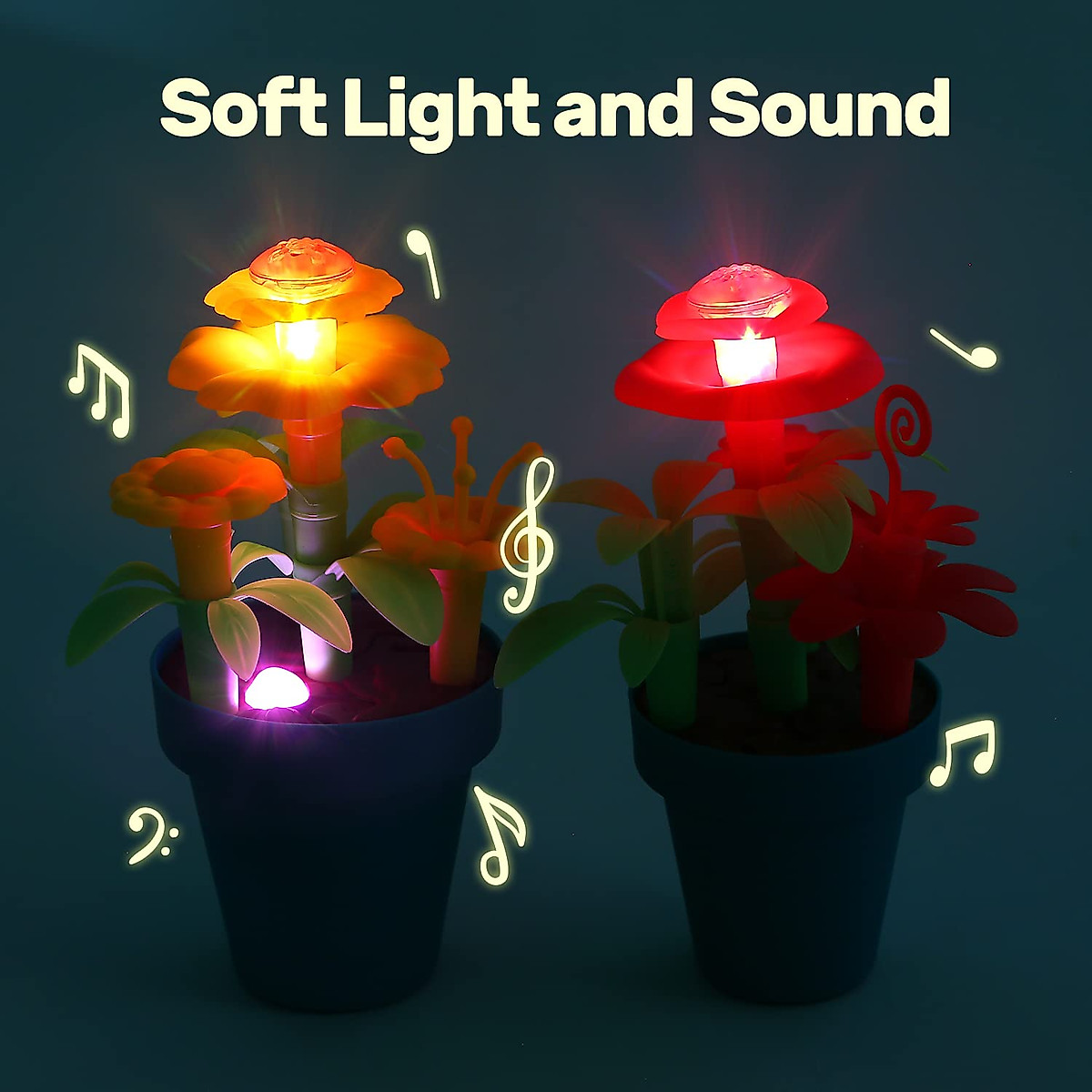 CUTE STONE Flower Garden Building Toys for Girls Age 3 4 5 6 7-Kids with Light & Music-Stacking Game for Toddlers Playset-Educational Activity STEM Toys Gifts,140PCS