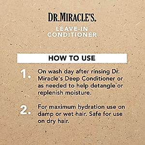 Dr. Miracle's Leave In Conditioner, Blended with Vitamins A, C & E for Strong, Soft, Manageable Shiny Hair, 8 Ounce