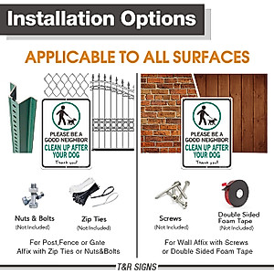 Please Be A Good Neighbor Clean Up After Your Dog Sign, 14 x 10 x 0.04 inch Aluminum Metal Sign, UV Protected, Waterproof, Weather/Fade Resistant, 6 Pre-drilled Holes, Use for Garden Yard Signs