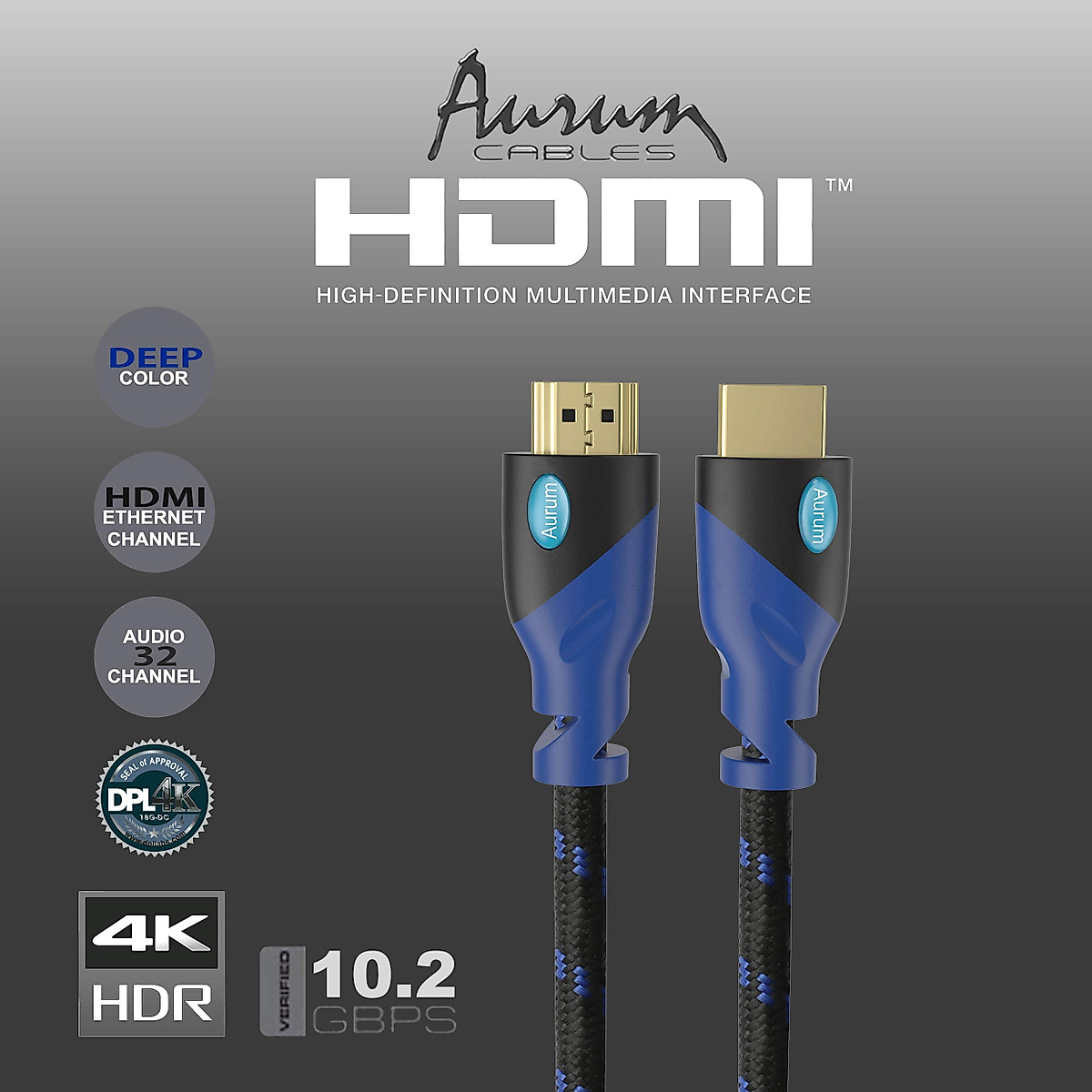 Aurum Ultra Series High Speed HDMI Cable with Ethernet - Braided 40 Ft HDMI Cable Extender Supports 3D and Audio Return Channel up to 4K Resolution - Compatible with TV, PC, Laptops, PS3-5 Pack