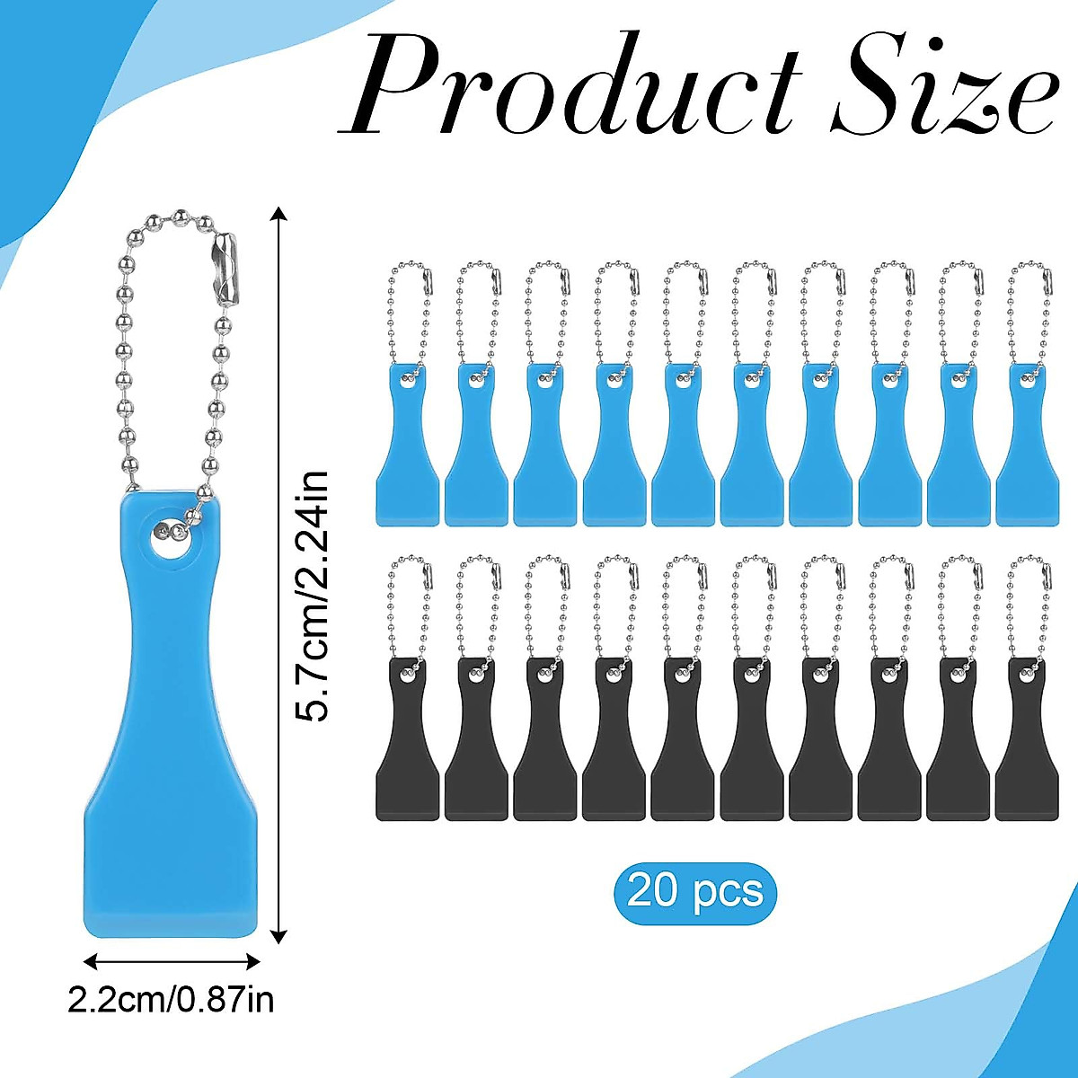 ZEYIYER 20 PCS Lottery Ticket Scratcher Tool, Plastic Scraper Tool Keychain, Scoop Shape Card Scratch off Scraper Lotto Scratcher Tool for Label Sticker Remover(Blue and Black)