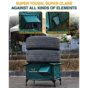 Clawsable Premium Heated Cat House for Outside Winter, 100% Weatherproof, Safe Escape Door, Insulated Outdoor Cat House Shelter with Heater for Feral Barn Cat Kitty (Dark Forest Green, Small)