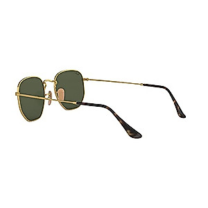 Ray-Ban RB3548N Hexagonal Flat Lens Sunglasses, Gold/G-15 Green, 54 mm