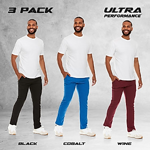 Ultra Performance 3 Pack Mens Sweatpants, Wide Leg Open Bottom Lounge Sweat Pants for Men