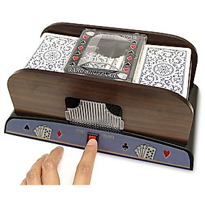 2 Deck Automatic Deck Shuffler - Deluxe Electric Wooden Playing Card Machine - Classic Casino Dealer Equipment & Tabletop Gaming Accessories - Bicycle, Magic The Gathering, Yugioh TCG