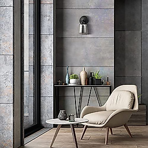 Globe Electric 65549 1-Light Plug-in or Hardwire Wall Sconce, Matte Black, Plated Smoked Mirror Glass Shade, Black Fabric Cord, in-Line On/Off Switch, Wall Lights for Bedroom, Bulb Not Included