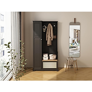 SPOFLYINN 0717-B0CRKLBTS6 Door Closet, One Size, Black as Shown
