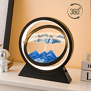 MIUVA Moving Sand Art Picture,Quicksand Painting Round Glass Sandscapes 3D Deep Sea Sand Art (Ocean, 12 inch)