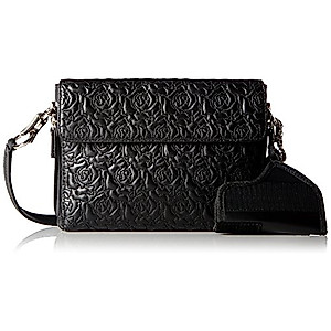 GTM Gun Tote'n Mamas Concealed Carry Rose Embroidered Lambskin Cross-Body Shoulder Bag, Black, Medium