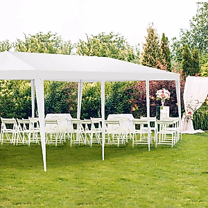 Tangkula 10 x 30 Feet Outdoor Canopy Tent, Wedding Party Tent with 16 Stakes & 8 Wind Ropes, Yard Enclosed White Tent for Events, Parties, Backyard