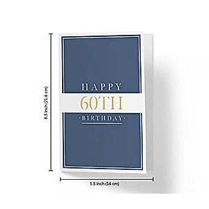 60th Birthday Card for Him Her - 60th Anniversary Card - 60 Years Old Birthday Card for Brother Sister Friend - Happy 60th Birthday Card for Men Women - Karto - Navy