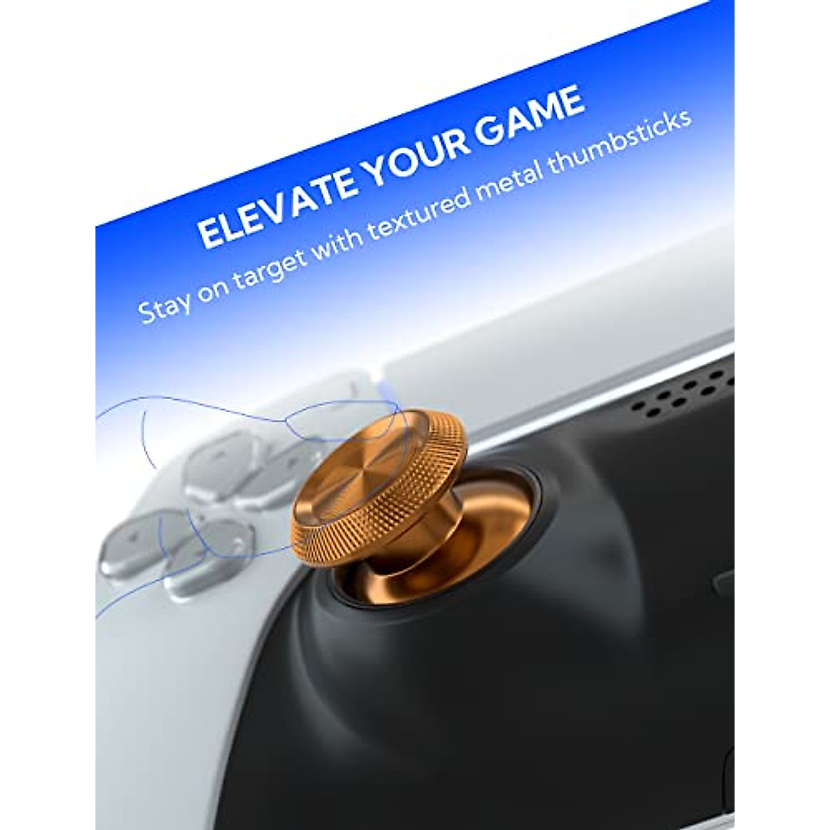 Avericht Metal Thumbsticks for PS5 Controller, Aluminum Joystick Replacement Kit for Dualsense Controller Accessories (Gold)