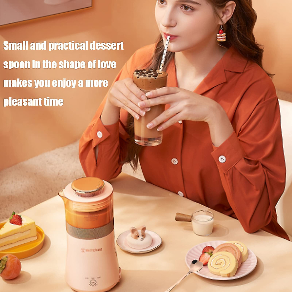 AA Mini Heart Shaped Coffee Spoon Stainless Steel Teaspoon Stirring Spoon for Tea Espresso Appetizers Dessert Drink Cocktail Ice Cream Jam Milkshake Tableware 10 pcs Rose gold