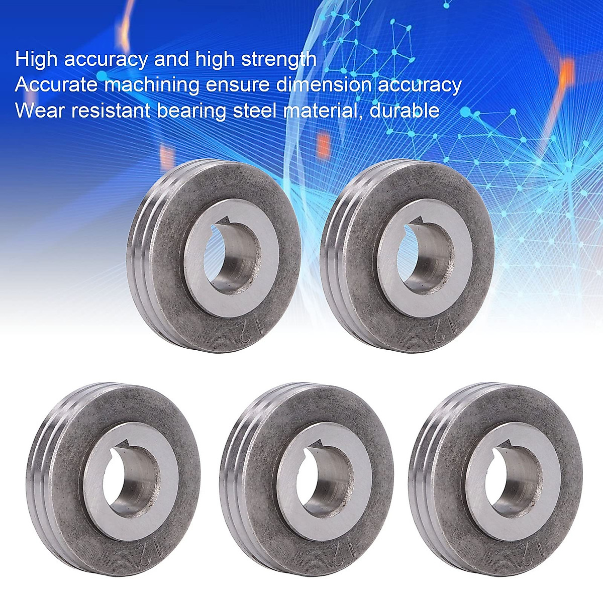 5Pcs Welder Wire Feed Roller 1.2‑1.2mm Groove Bearing Steel Wire Feeding Guide Wheel for OTC MIG Welding Machine