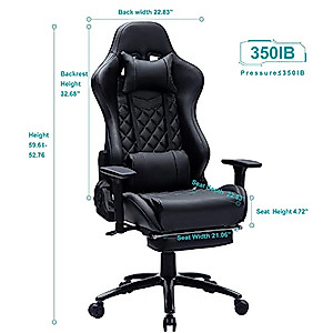 Blue Whale Massage Gaming Chair Office Chair for Adults, 350LB Weight Capacity Metal Base, Ergonomic Office Chair with 3D Adjustable Armrest, PU Leather