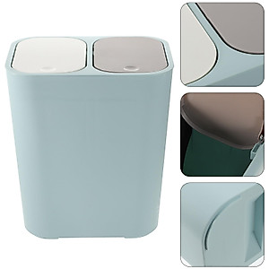 BESPORTBLE Classified Trash Can Dual Compartment Wet Dry Classified Rubbish Bin Waste Can Dustbin Trash Bin Recycle Garbage Container for Home Toilet, Blue