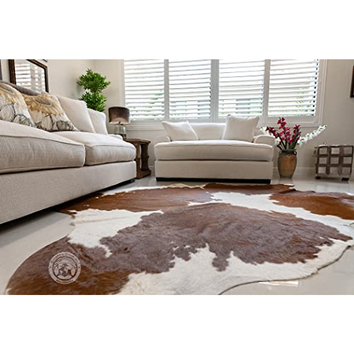 Genuine Brown and White Cowhide Rug XL 6 x 7-8 ft. 180 x 240 cm
