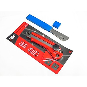 SDI-5421 Snap-off Utility Knife with 12 Set of Sk2+cr Blades, 18mm Heavy Duty Cutter