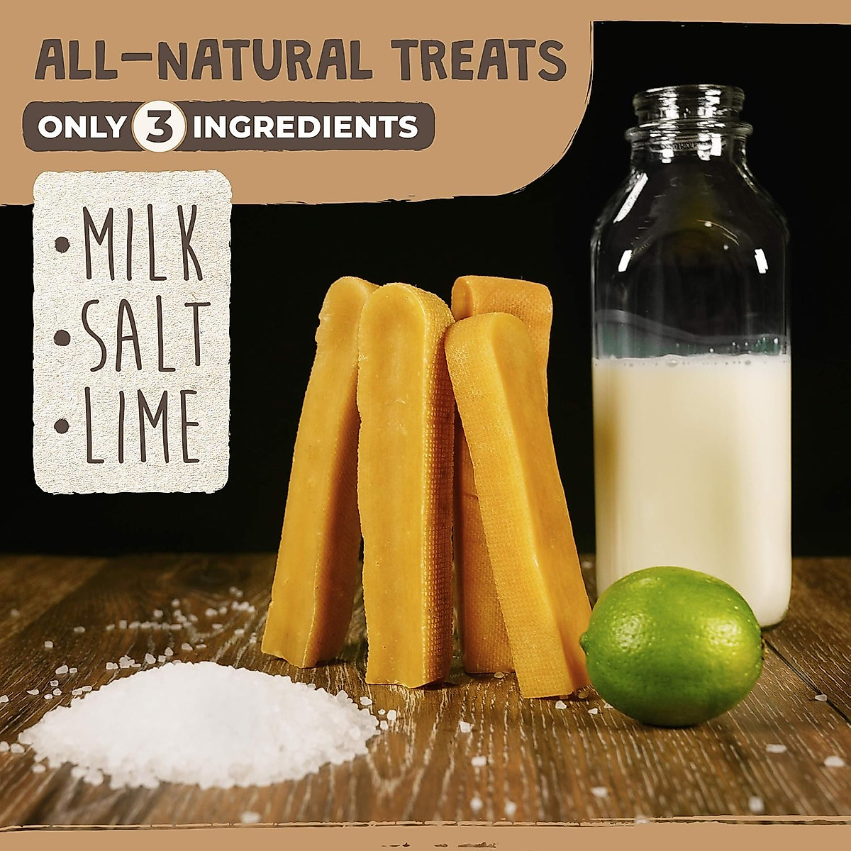 Mighty Paw Yak Cheese Dog Chews, 5oz, Natural Yak Chews for Dogs, Long-Lasting Yak Chew Treats, Odorless, Supports Oral Health, Monster Size, 4 Pack