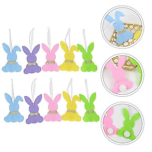 VALICLUD 10pcs Easter Rabbit Ornament Hanging Bunny Ornaments Felt Bunny Rabbit Easter Tree Decorations for Home Garden Layout Easter Party Supplies