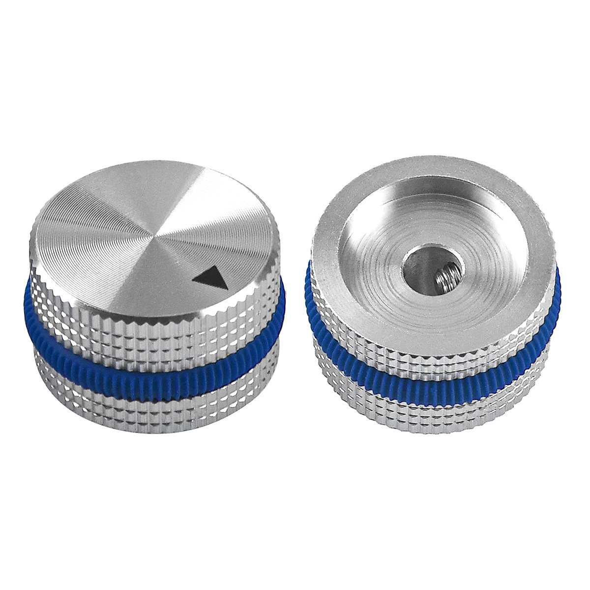 2Pcs Yootones 25 x 15.5mm Guitar knob Potentiometer Control Knob Volume Audio Electric Guitar Bass knob Screw Type Silver Aluminum Alloy & Rubber Ring Compatible with 6mm diameter shaft (Blue)