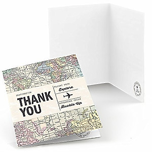 Big Dot of Happiness World Awaits - Travel Themed Party Thank You Cards (8 count)