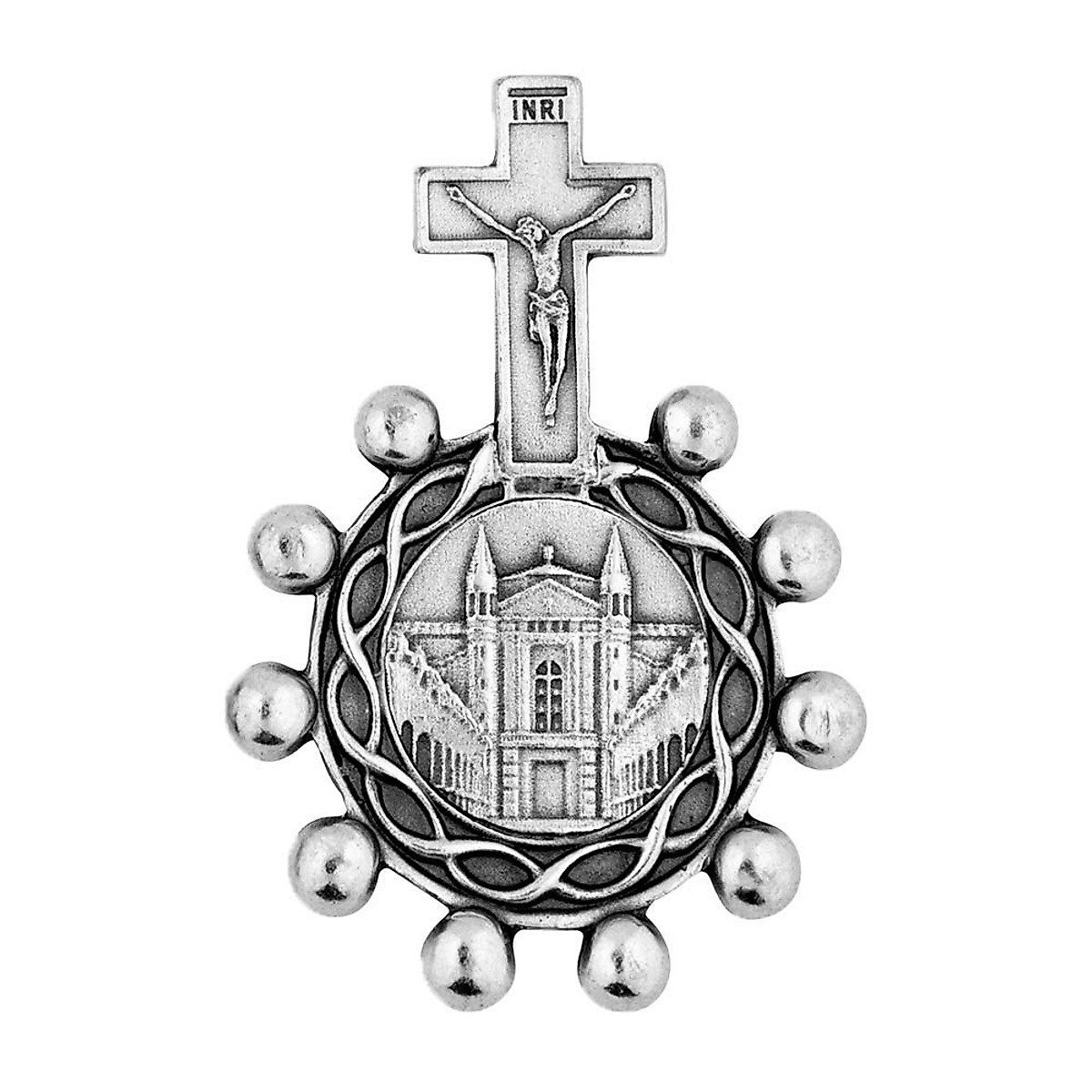 VILLAGE GIFT IMPORTERS Saint Rita and The Sanctuary Rosary Ring | Durable Metal Finger Rosary | Christian Home Goods