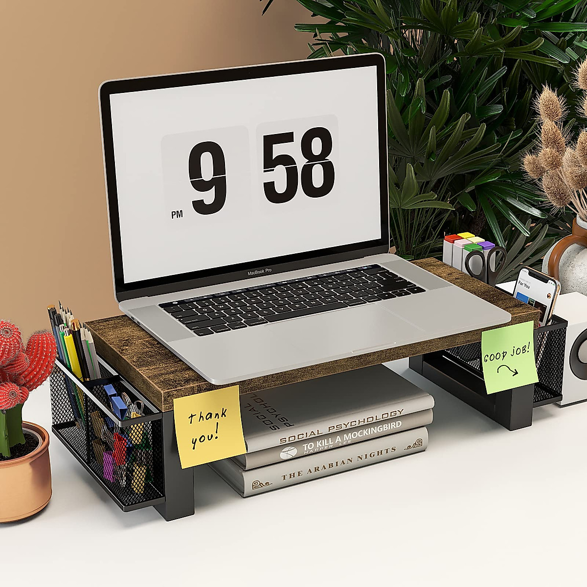 WESTREE Monitor Stand Riser with Storage, Desktop Computer Monitor Stand, Multi-Purpose Desk Organizer Shelf for Laptop Computer PC