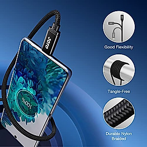 JOTO Type C Cable Extra Long 10ft, USB-C 3.1 Type-C to USB 3.0 Type A Charging Data Cable Heavy Duty Nylon Braided for iPad Pro 12.9/11 Galaxy Ultra S20+ S10 S9 Note 10 9 Tab S4 Nintendo Switch -Black