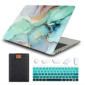 MAITTAO MacBook Air 13 Inch Case 2020 2019 2018 Model A1932 A2179 A2337 M1, Durable Hard Case Cover with Laptop Sleeve & Keyboard Cover for Mac Air 13.3 with Retina Touch ID, Marble 1